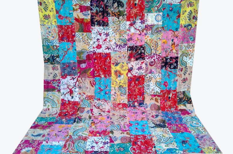 Traditional Patchwork Style Unique Kantha Quilt Handmade Hand - Etsy