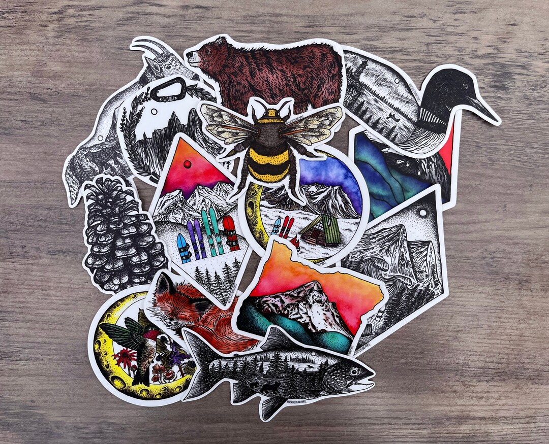 Variety Pack | Vinyl Sticker Set | Adventure | Mountains | Watercolor ...