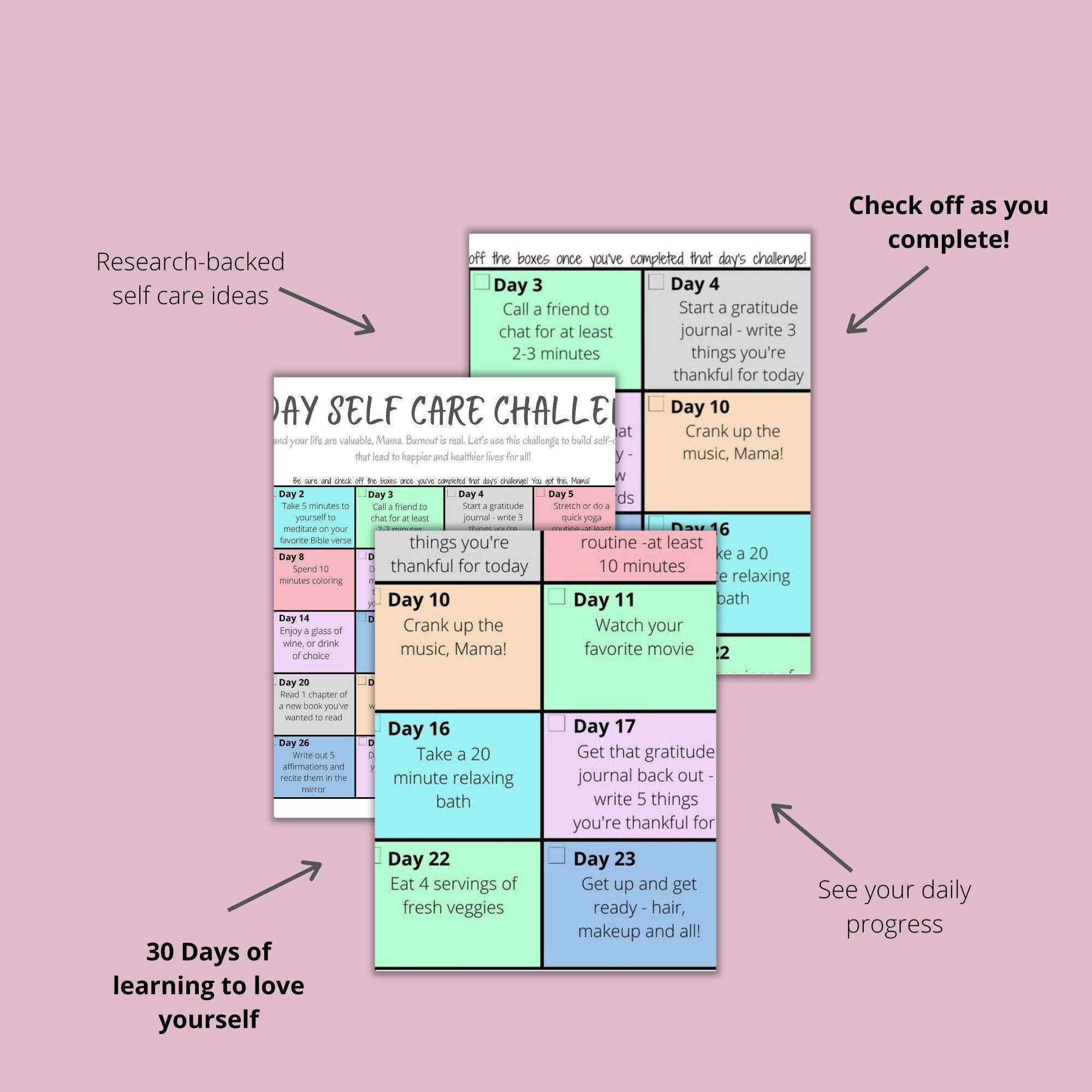 Self Care Challenge, Self Care Planner, Daily Self Care Tips, Self Care ...