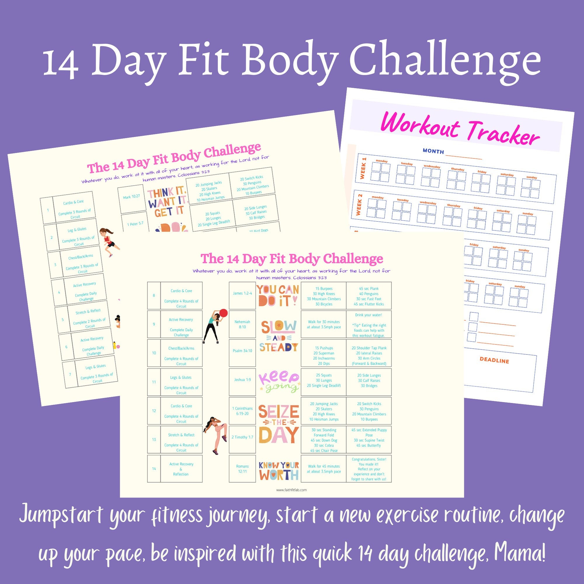 14 Day Fitness Challenge / Fit Body Challenge / Workout Challenge ...