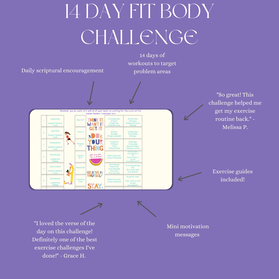 14 Day Fitness Challenge / Fit Body Challenge / Workout - Etsy