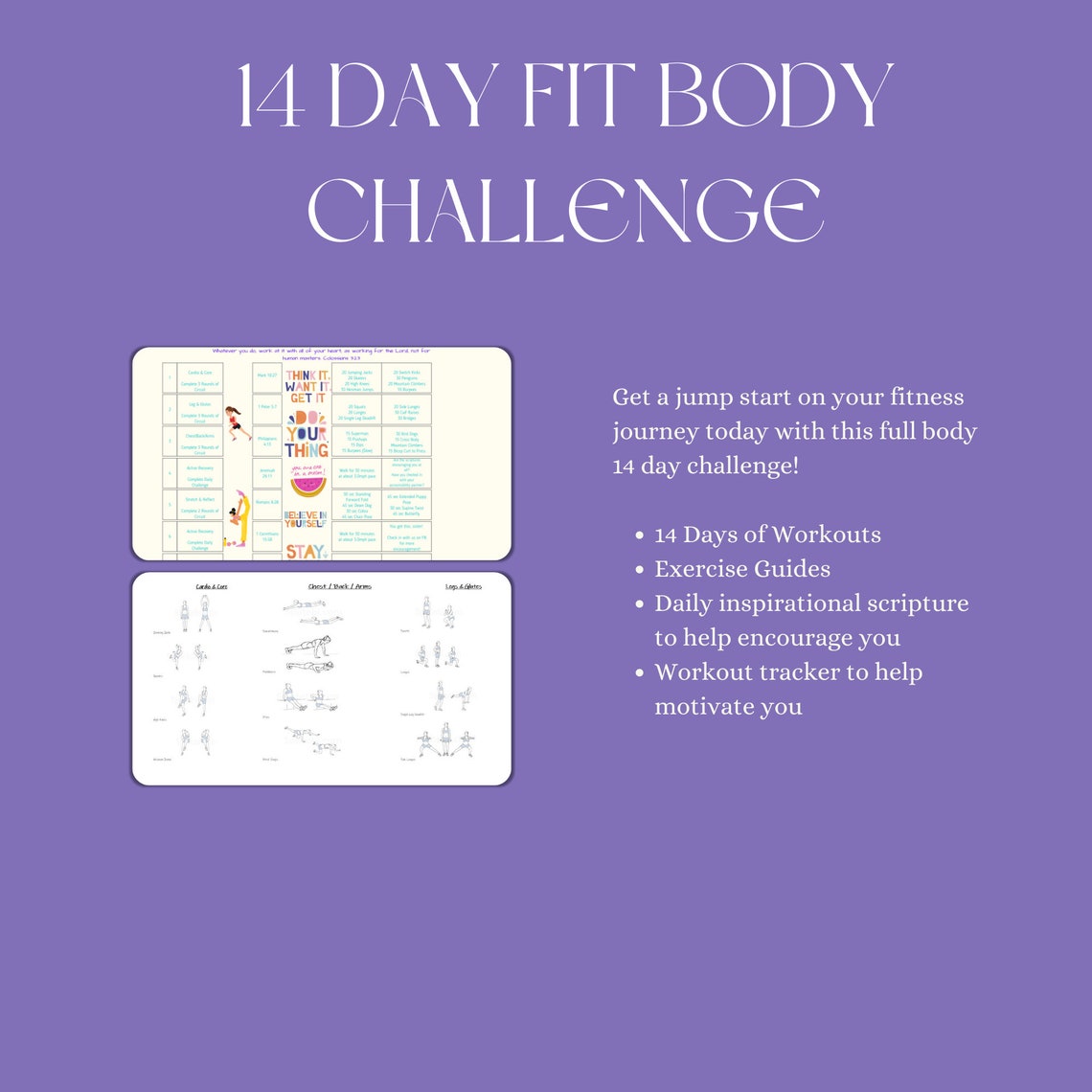 14 Day Fitness Challenge / Fit Body Challenge / Workout Challenge ...