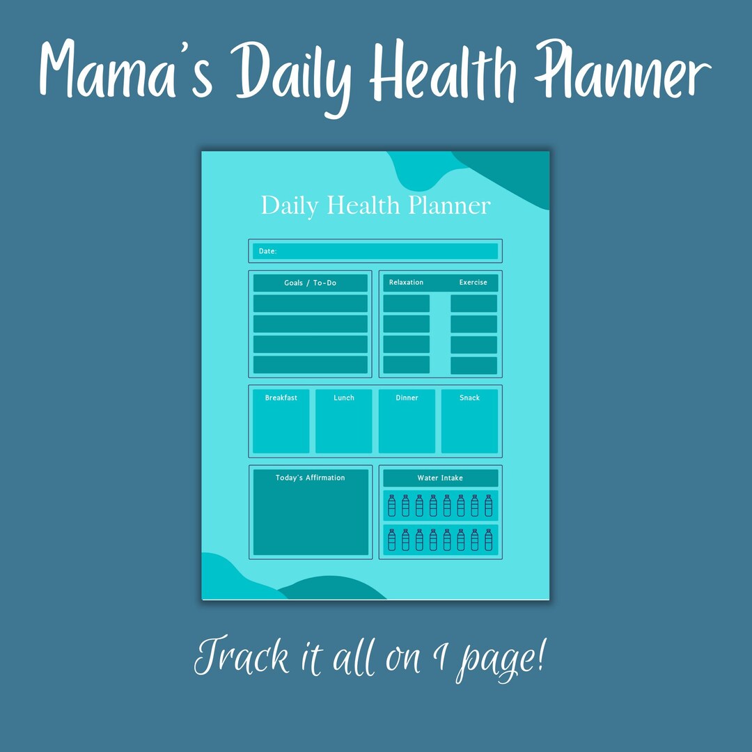 Daily Health Planner / Health Goals Planner / Daily Health Tracker ...