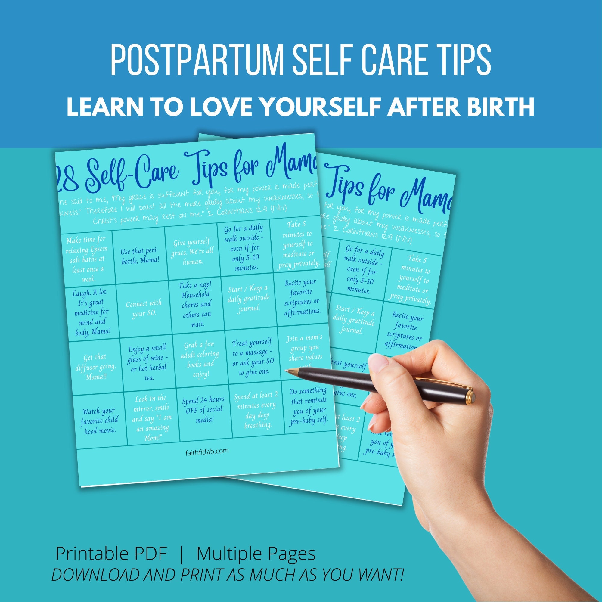 Self Care Checklist / Self Care Tips / Self Care Planner / Postpartum Self Care Tips ...