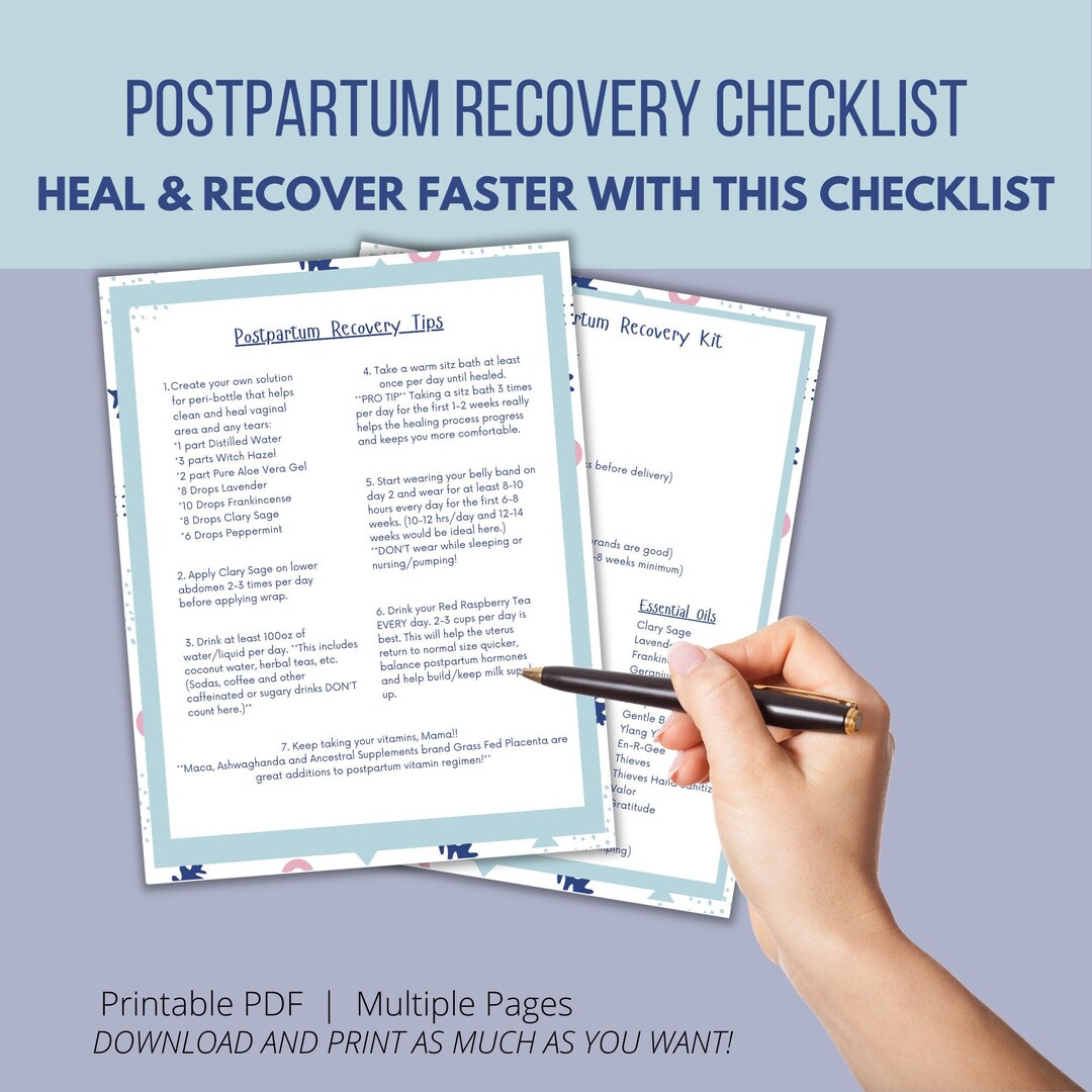 Postpartum Recovery Checklist / Postpartum Planning / Postpartum ...
