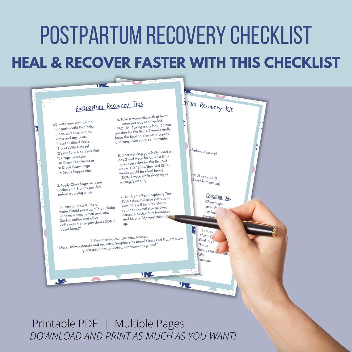 Postpartum Recovery Checklist / Postpartum Planning / - Etsy