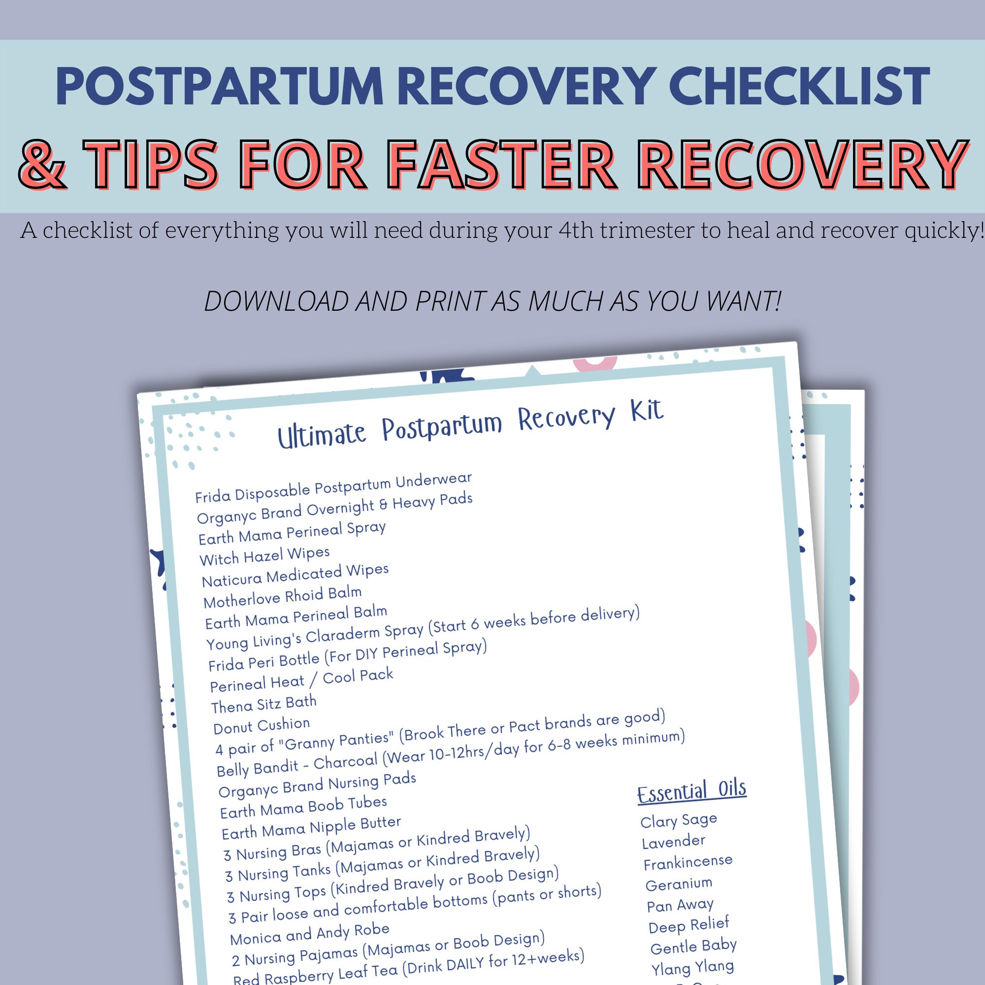 Postpartum Recovery Checklist / Postpartum Planning / Postpartum ...