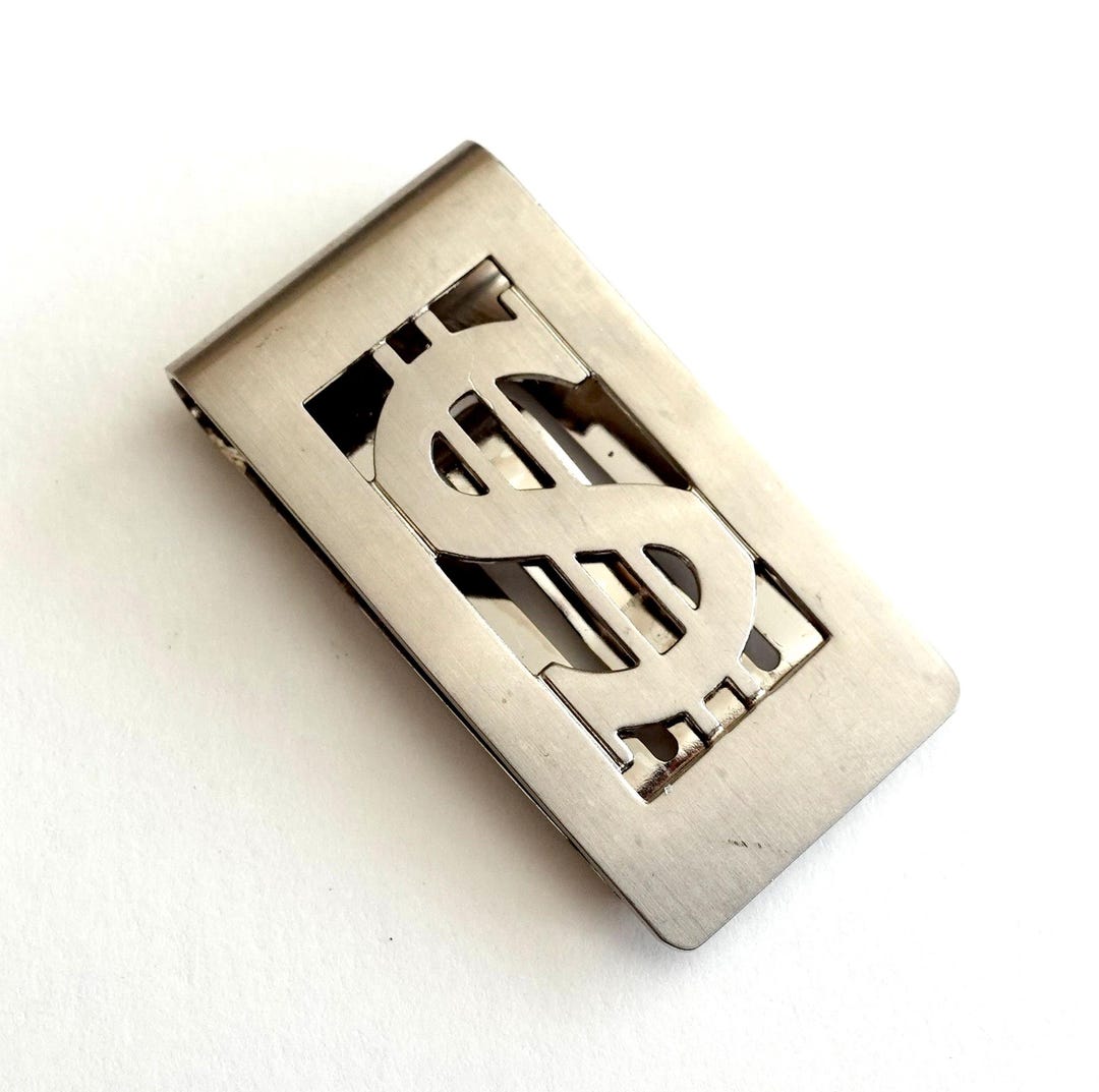 Vintage Money Clip, Dollar Sign, Silver Tone, Mens Fashion, Cut Out ...