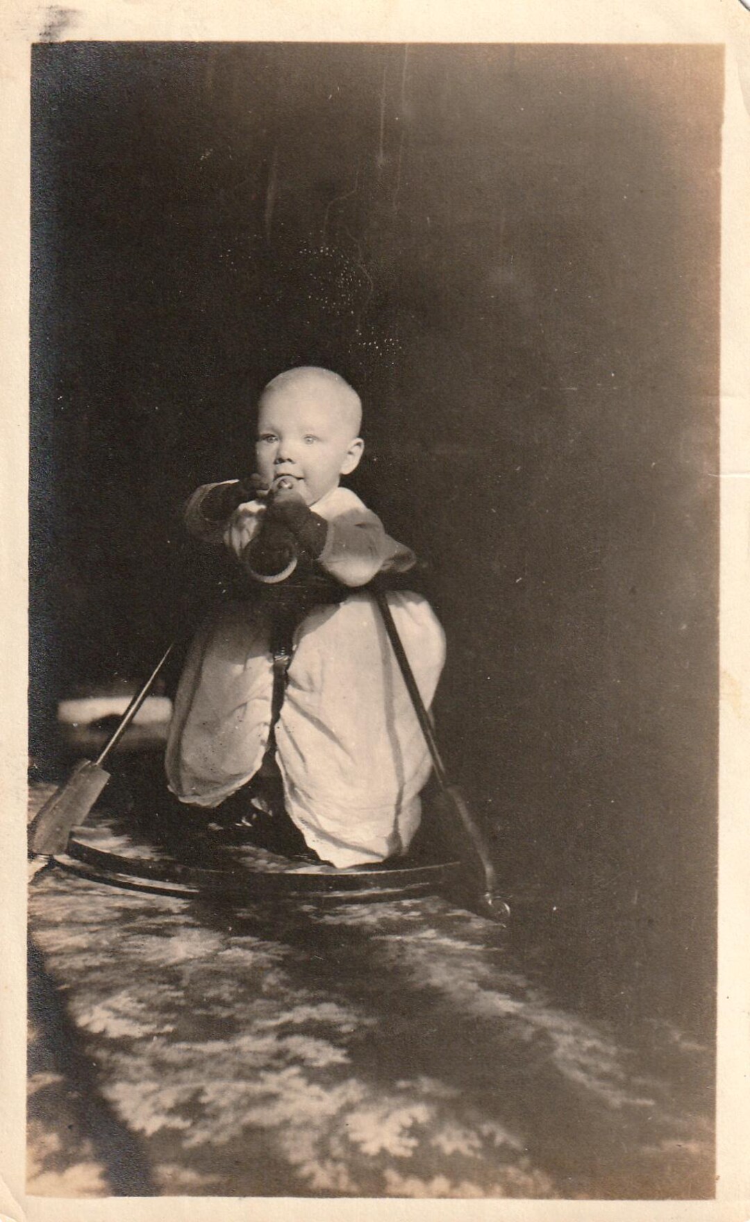 Antique Photo, Baby in Walker, Baby Rattle, Ided, Edward Samuel Jones ...