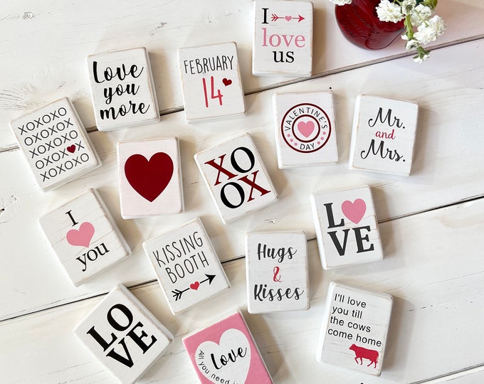 Valentine Mini Wood Signs, Tiered Tray Valentine Decor, Rustic ...