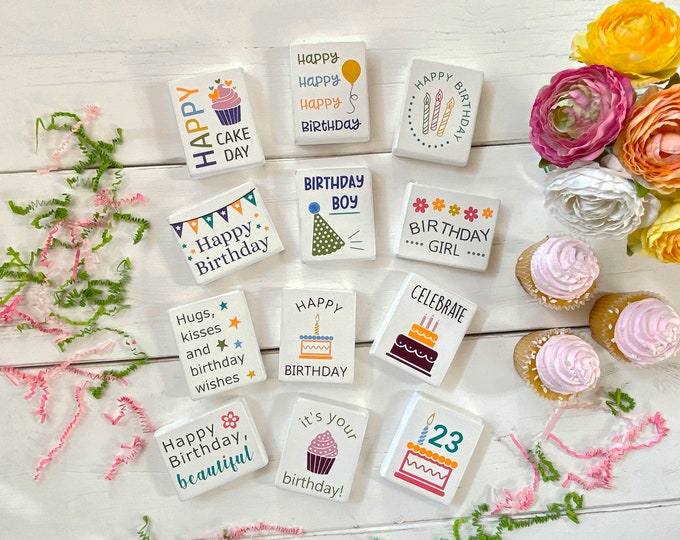 Birthday Mini Signs, Happy Birthday Tiered Tray Decor, Birthday Wishes ...