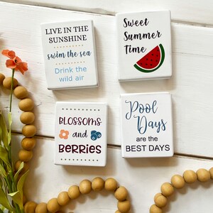 Summer Mini Wood Signs, Summer Tiered Tray Decor, Rustic Summer Signs ...