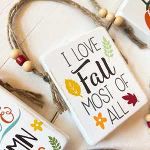 Fall Mini Wood Signs, Rustic Fall Ornaments, Farmhouse Style Fall Mini ...
