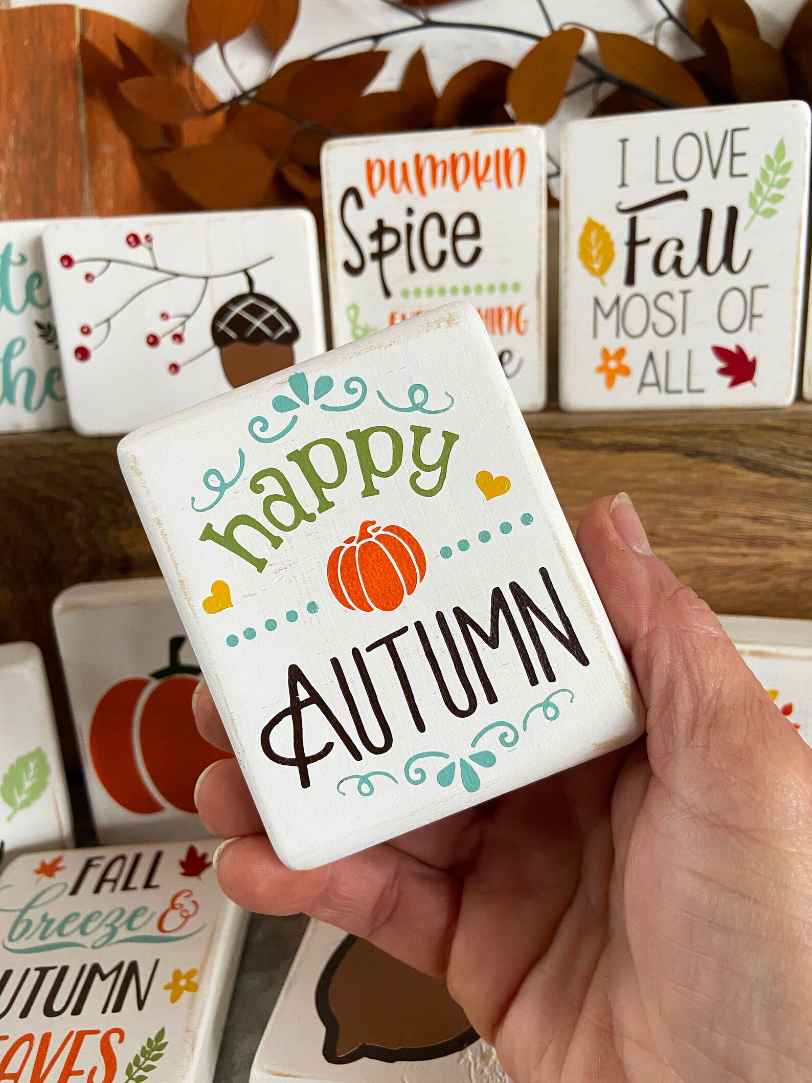 Colorful Fall Mini Signs Rustic Small Wood Signs for Fall - Etsy