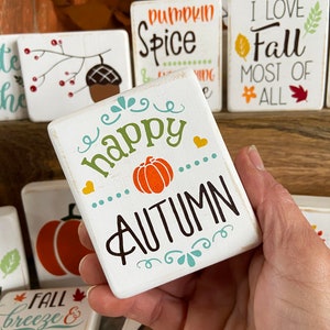 Colorful Fall Mini Signs, Rustic Small Wood Signs for Fall, Fall Tiered ...