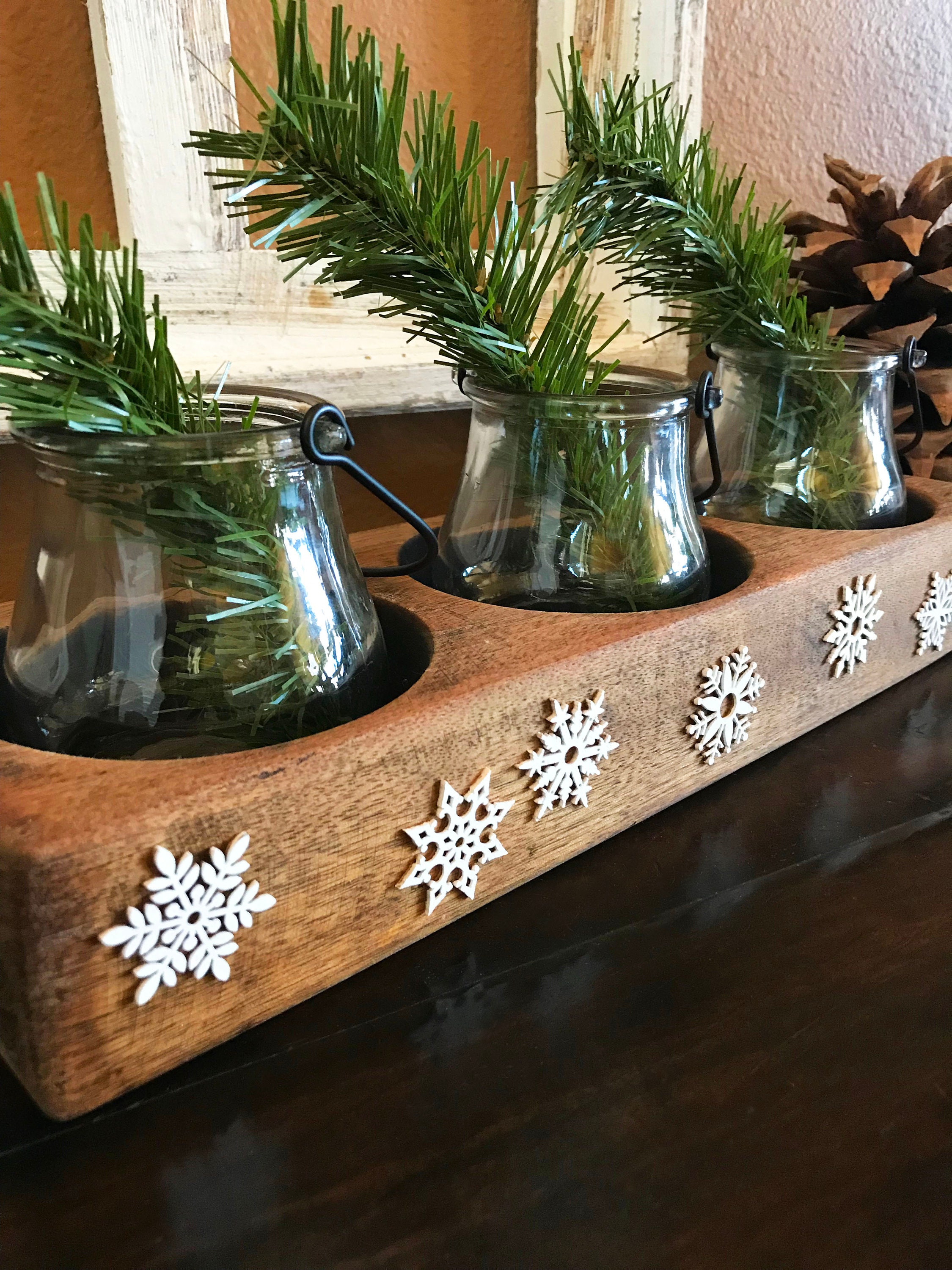 Wooden cheese mold snowflake holiday centerpiece Rustic | Etsy