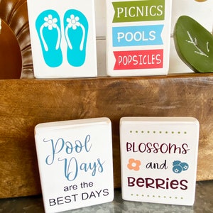 Summer Mini Wood Signs, Summer Tiered Tray Decor, Rustic Summer Signs ...