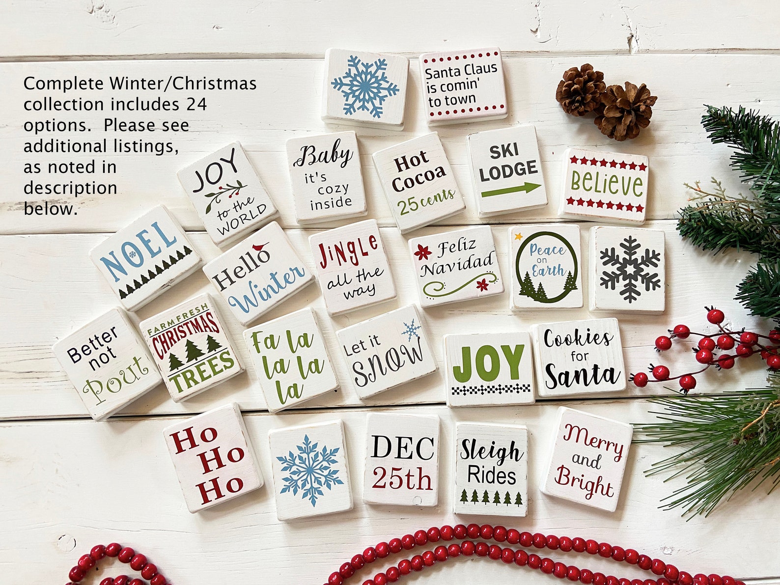 Winter mini signs Christmas mini signs Tiered tray holiday | Etsy