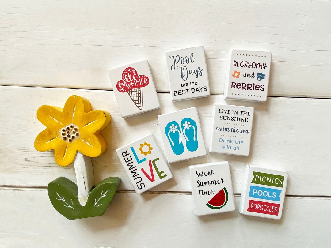 Summer Mini Wood Signs, Summer Tiered Tray Decor, Rustic Summer Signs ...