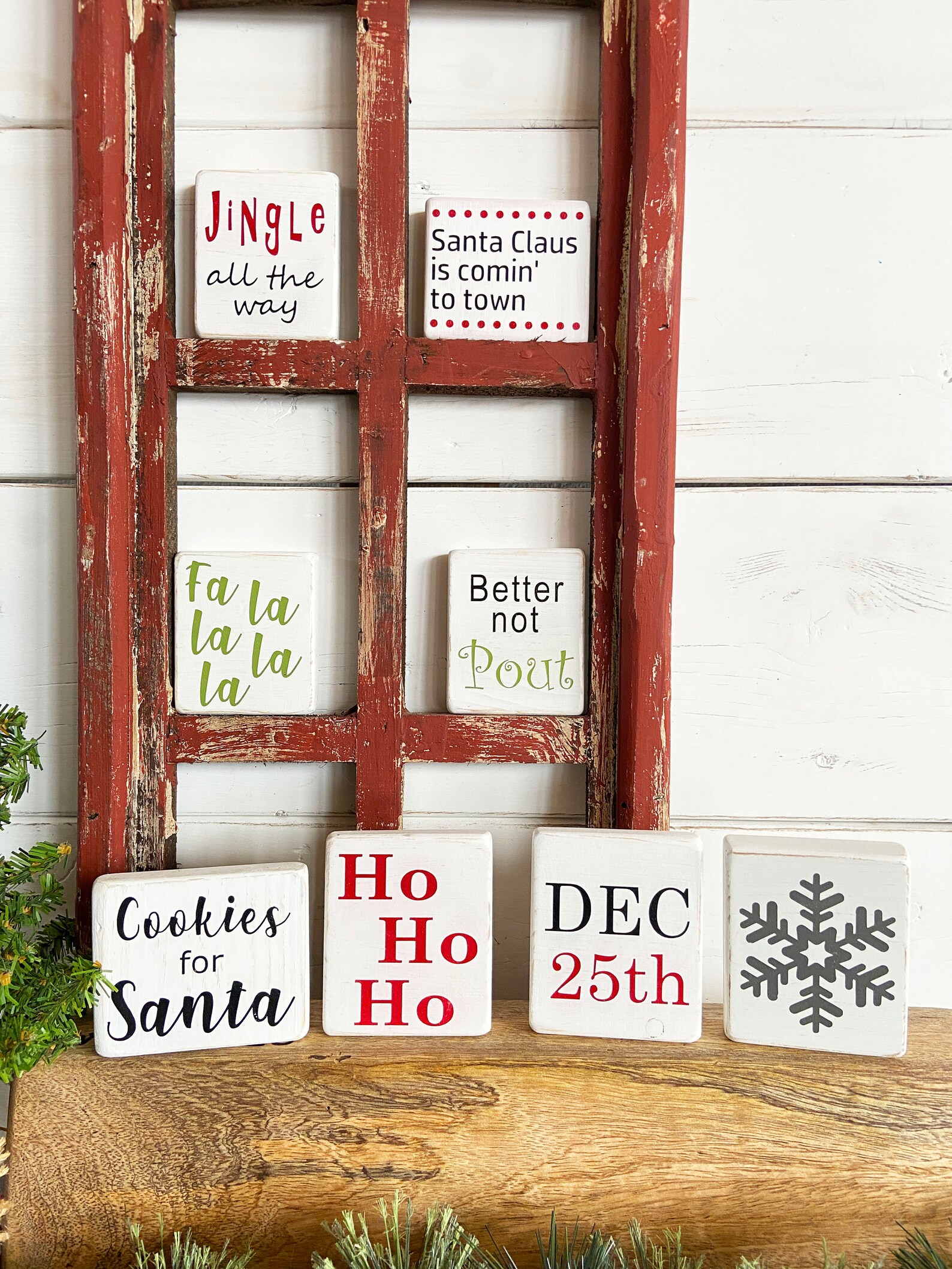Mini Christmas Signs, Rustic Holiday Mini Signs, Christmas Tiered Tray ...