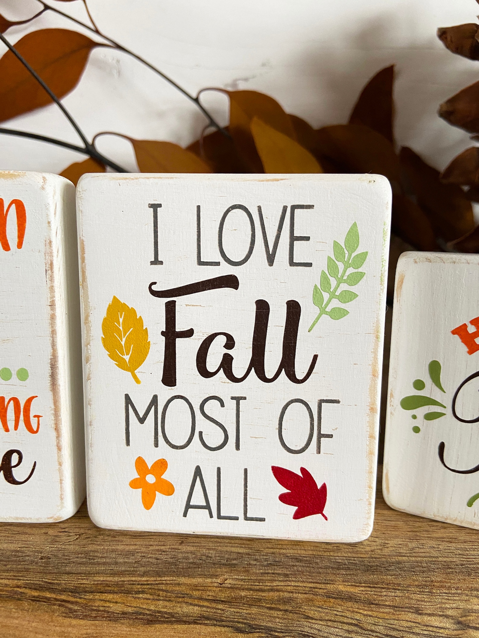 Colorful Fall Mini Signs Rustic Small Wood Signs for Fall - Etsy