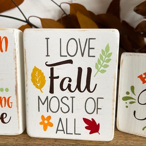 Colorful Fall Mini Signs, Rustic Small Wood Signs for Fall, Fall Tiered ...