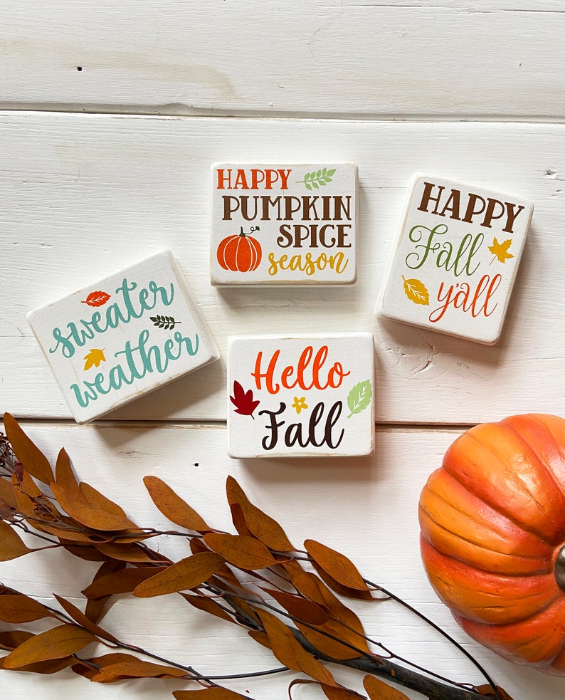 Colorful Fall Mini Signs Rustic Small Wood Signs for Fall - Etsy Canada