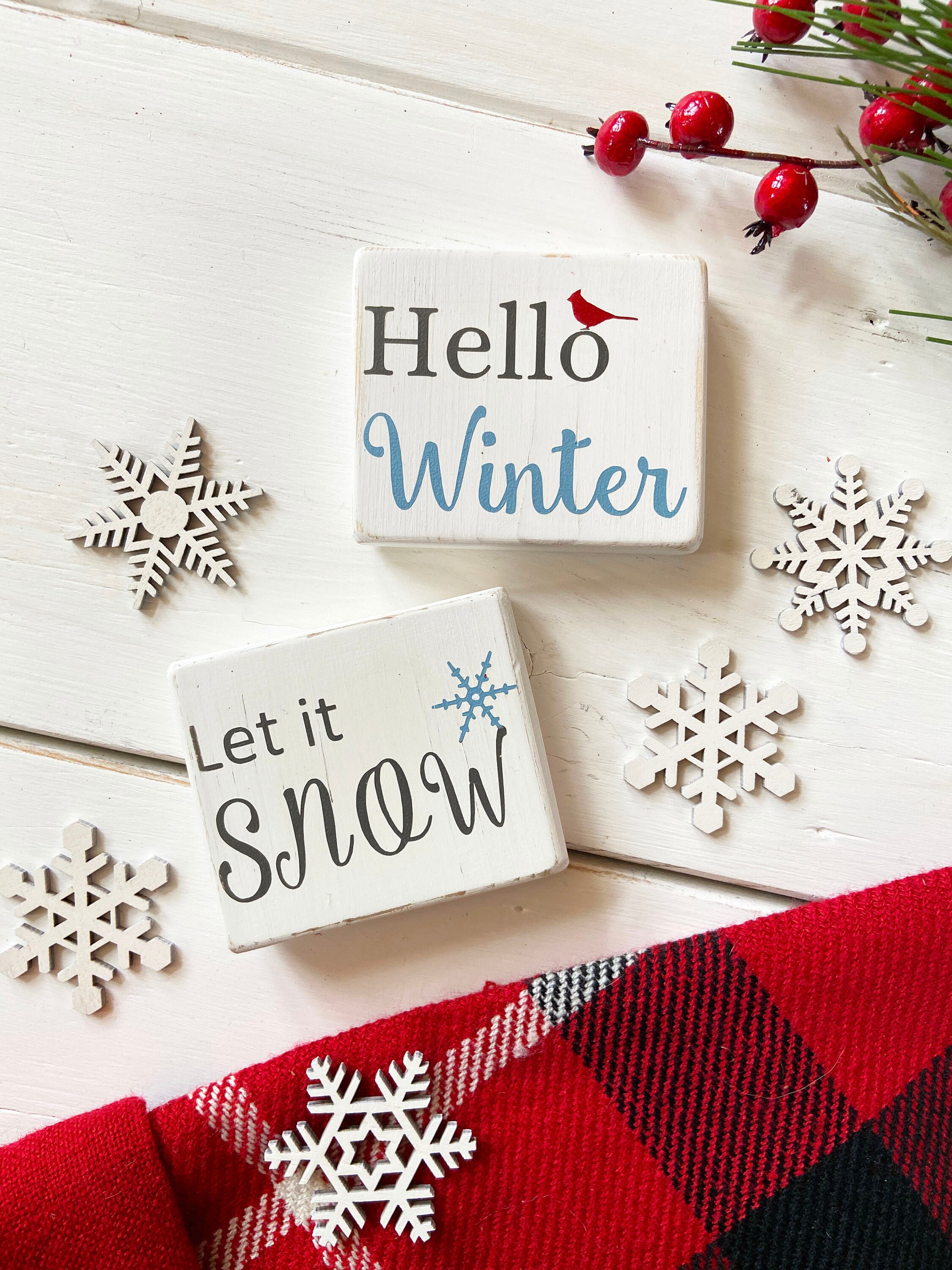 Winter mini signs Christmas mini signs Tiered tray holiday | Etsy