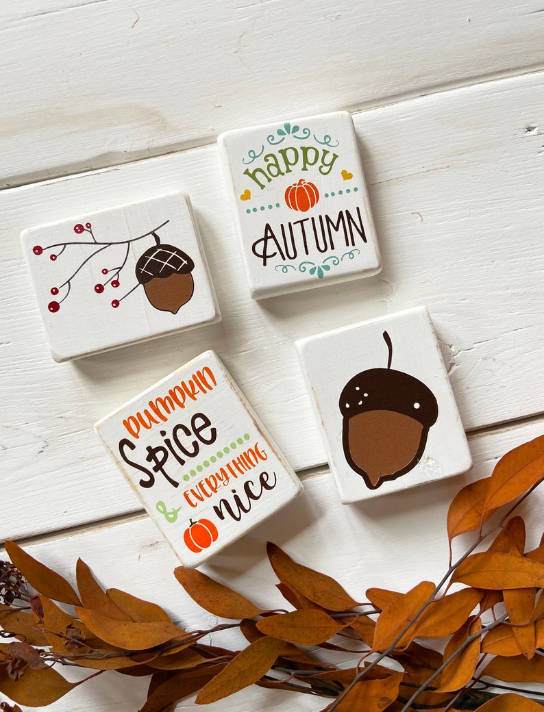 Colorful Fall Mini Signs Rustic Small Wood Signs for Fall - Etsy Canada