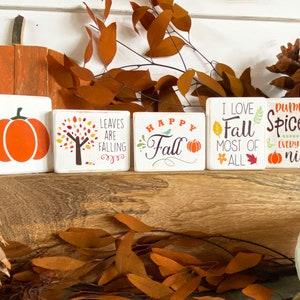Colorful Fall Mini Signs, Rustic Small Wood Signs for Fall, Fall Tiered ...