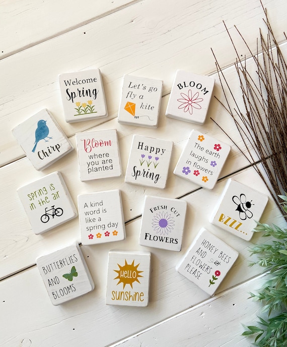 Spring Mini Wood Signs Spring Tiered Tray Decor Rustic - Etsy