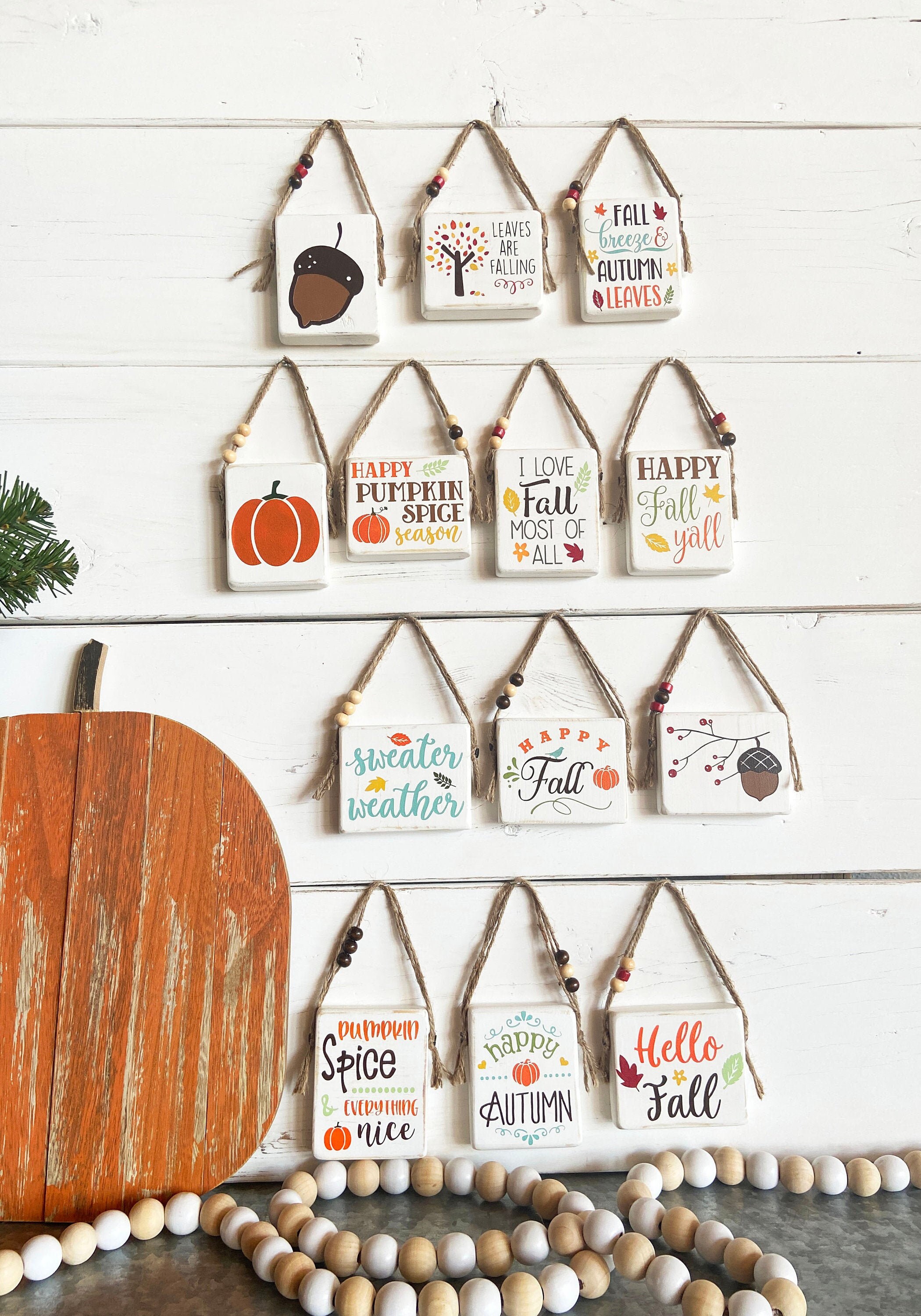 Fall Mini Wood Signs Rustic Fall Ornaments Farmhouse Style - Etsy