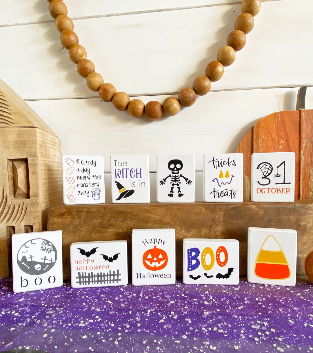 Halloween Mini Signs; Halloween Tiered Tray Decor; Rustic Wood Mini ...