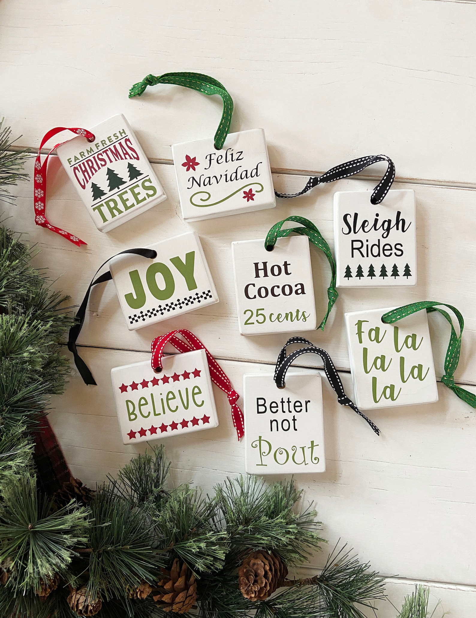 Christmas Mini Wood Signs Christmas Tiered Tray Decor - Etsy