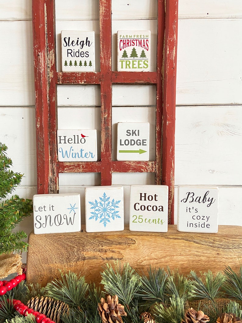 Mini letreros de invierno mini letreros navideños decoración - Etsy España