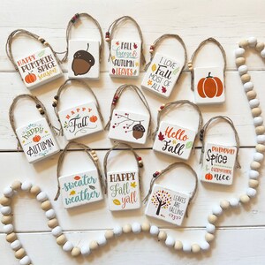 Fall Mini Wood Signs, Rustic Fall Ornaments, Farmhouse Style Fall Mini ...