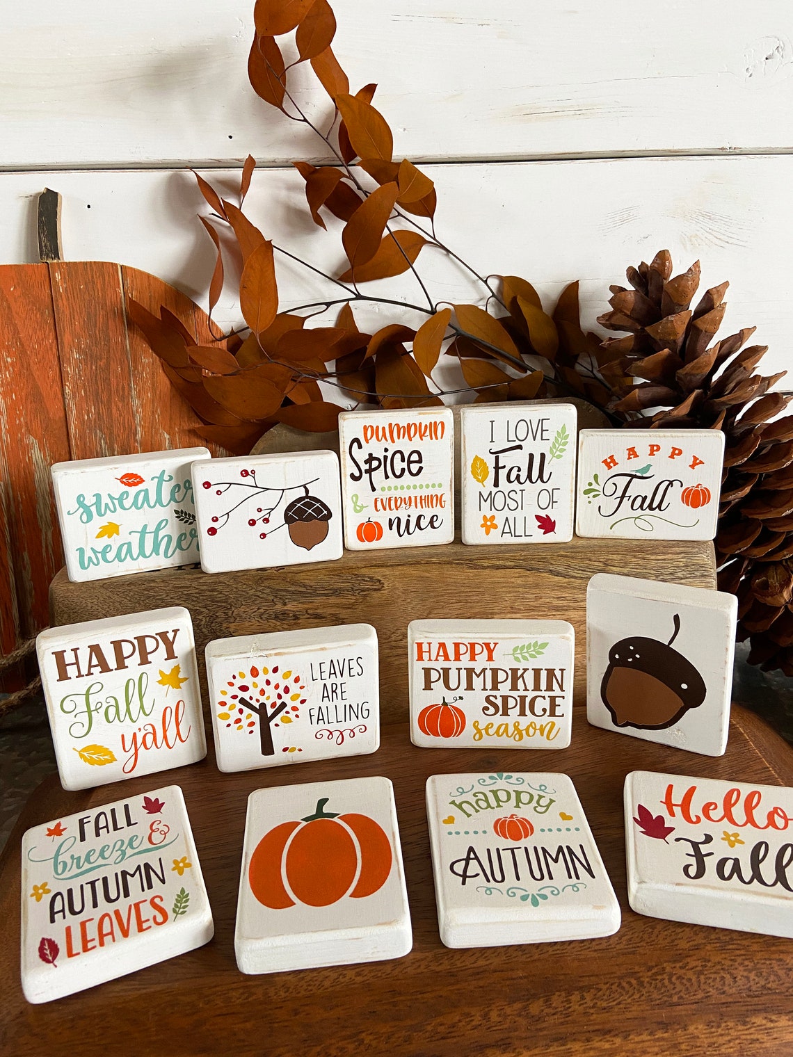 Colorful Fall Mini Signs Rustic Small Wood Signs for Fall - Etsy