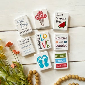 Summer Mini Wood Signs, Summer Tiered Tray Decor, Rustic Summer Signs ...