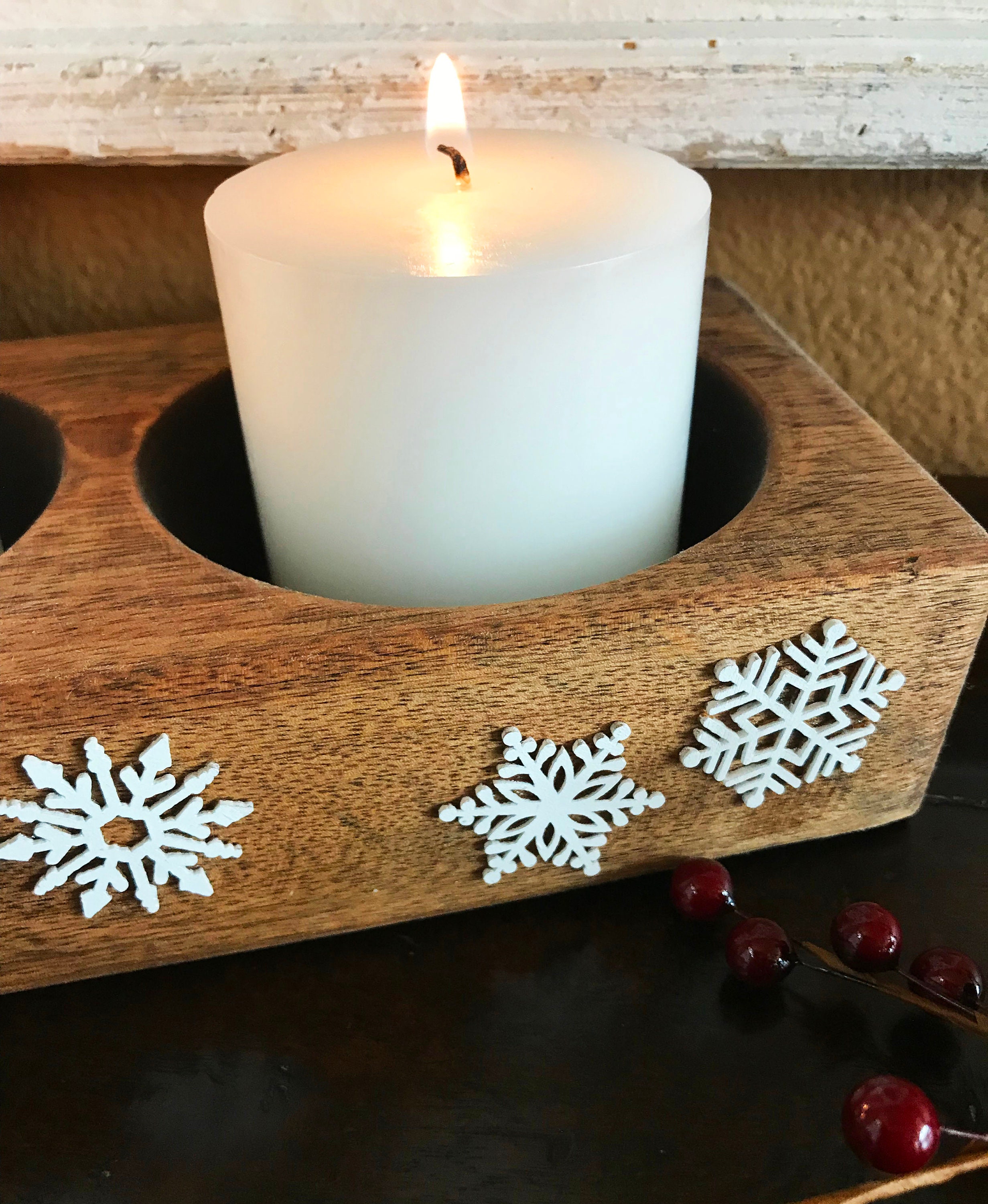 Wooden cheese mold snowflake holiday centerpiece Rustic | Etsy