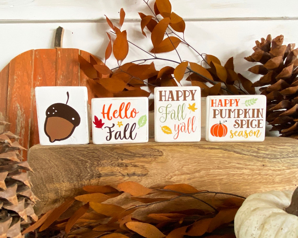Colorful Fall Mini Signs Rustic Small Wood Signs for Fall - Etsy