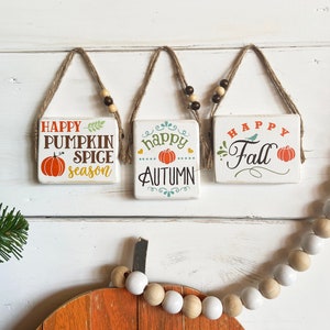 Fall Mini Wood Signs, Rustic Fall Ornaments, Farmhouse Style Fall Mini ...