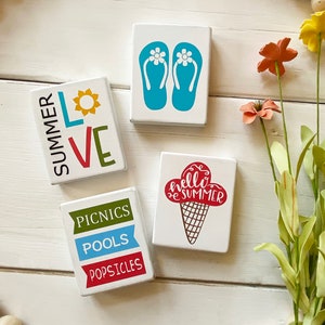 Summer Mini Wood Signs, Summer Tiered Tray Decor, Rustic Summer Signs ...
