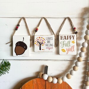 Fall Mini Wood Signs, Rustic Fall Ornaments, Farmhouse Style Fall Mini ...