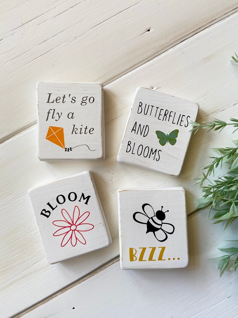 Spring Mini Wood Signs Spring Tiered Tray Decor Rustic - Etsy