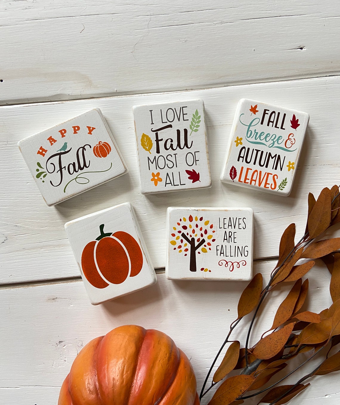 Colorful Fall Mini Signs Rustic Small Wood Signs for Fall - Etsy