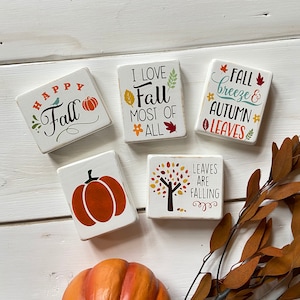 Colorful Fall Mini Signs, Rustic Small Wood Signs for Fall, Fall Tiered ...
