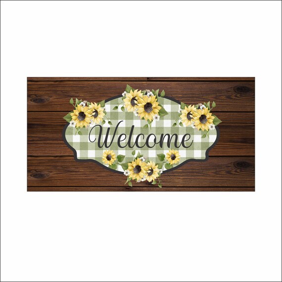 Sunflower Sign Welcome Sign Buffalo Plaid Sign Farmhouse | Etsy