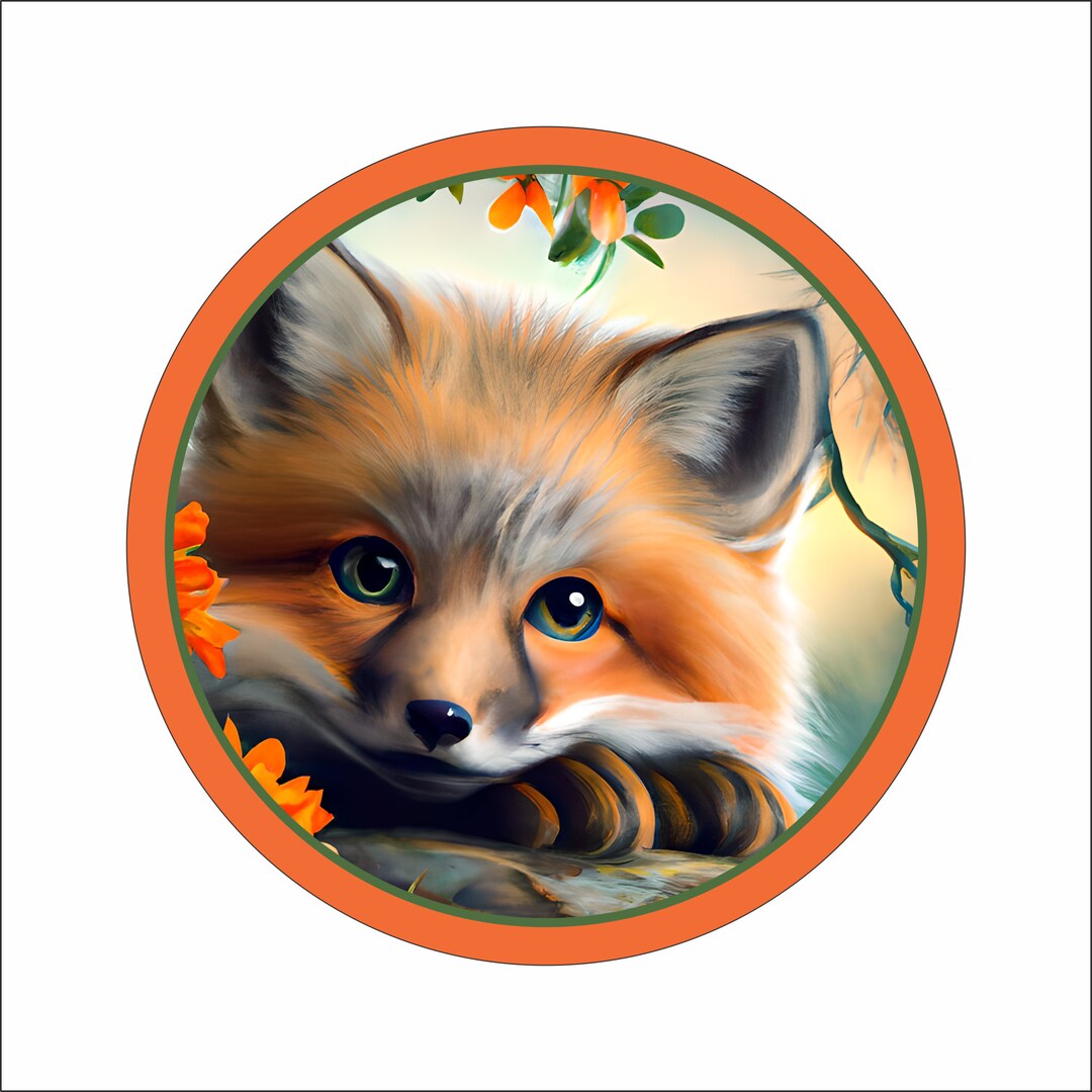 Red Fox Sign: Wildlife Wreath Attachment, Young Fox Decor (8x8 Inch) - Etsy