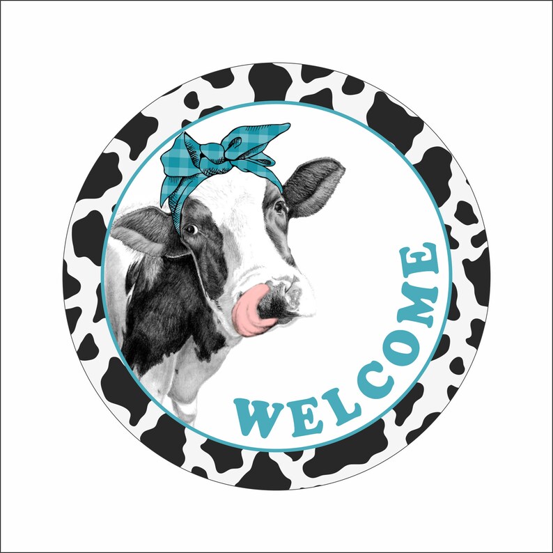 Personalizable Cow Print Sign: Farmhouse Front Door Decor - Etsy