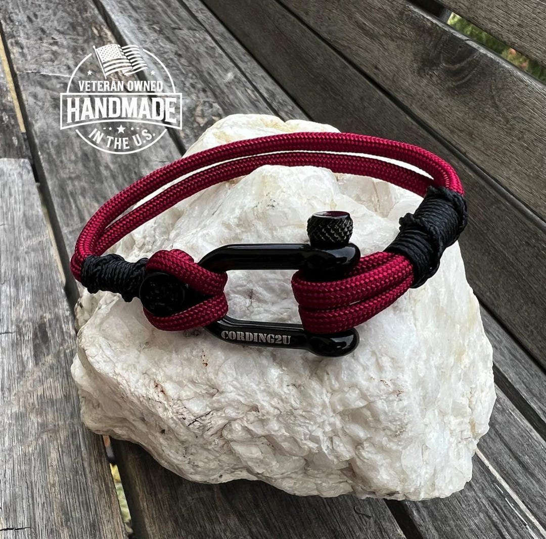 Nautical Paracord Bracelet, Stainless Steel Shackle, Handmade Rope ...